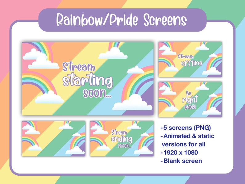 Animated Rainbow Pride Twitch Pack - Overlays, Panels, Screens, Alerts ...