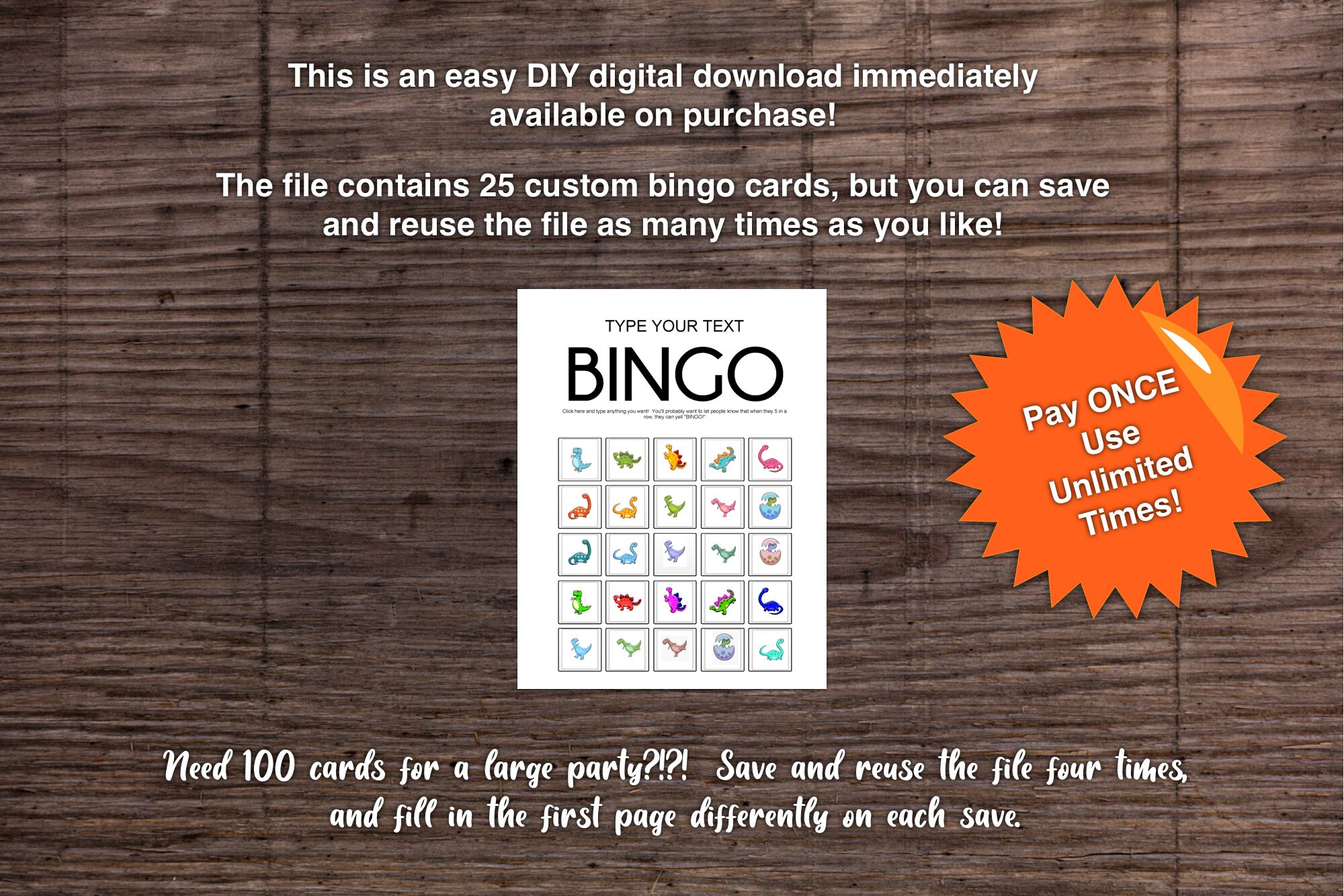 Custom Picture Bingo Cards | 25 Unique Printable Cards (instant ...