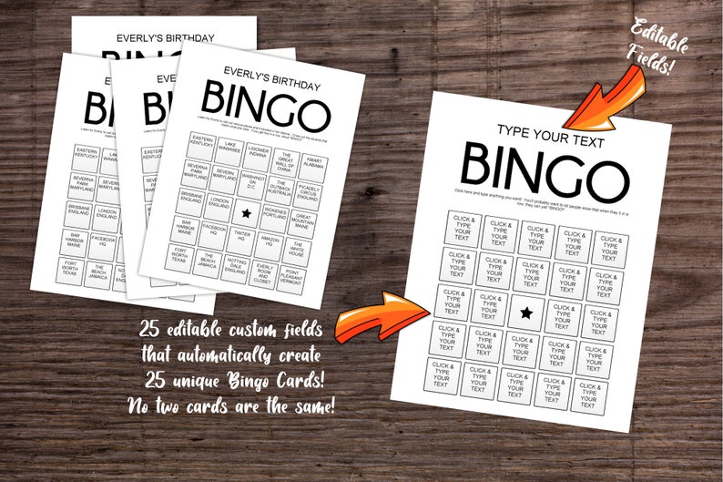 Printable Bingo Cards Custom Bingo Cards Cards Fill Etsy Printable Bingo Cards Custom Bingo Cards Cards Fill Etsy
