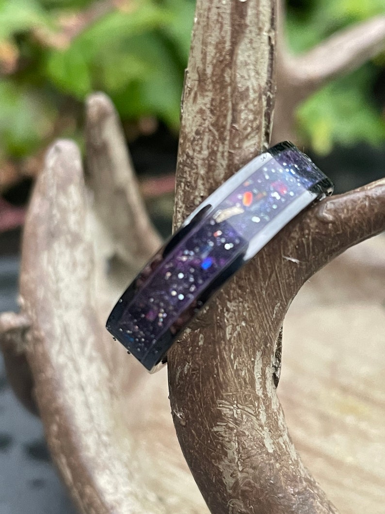 Deep Space Black Ceramic 6mm Opal Meteorite Dust Wedding | Etsy