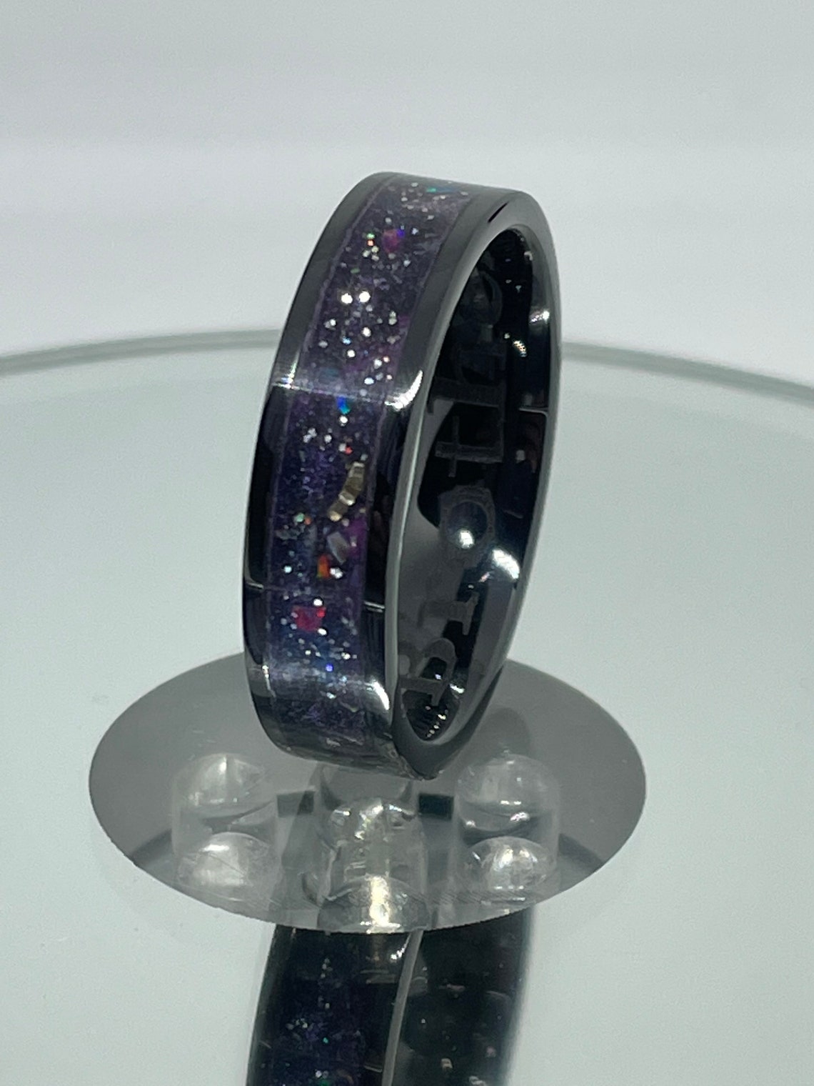 Deep Space Black Ceramic 6mm Opal Meteorite Dust Wedding | Etsy