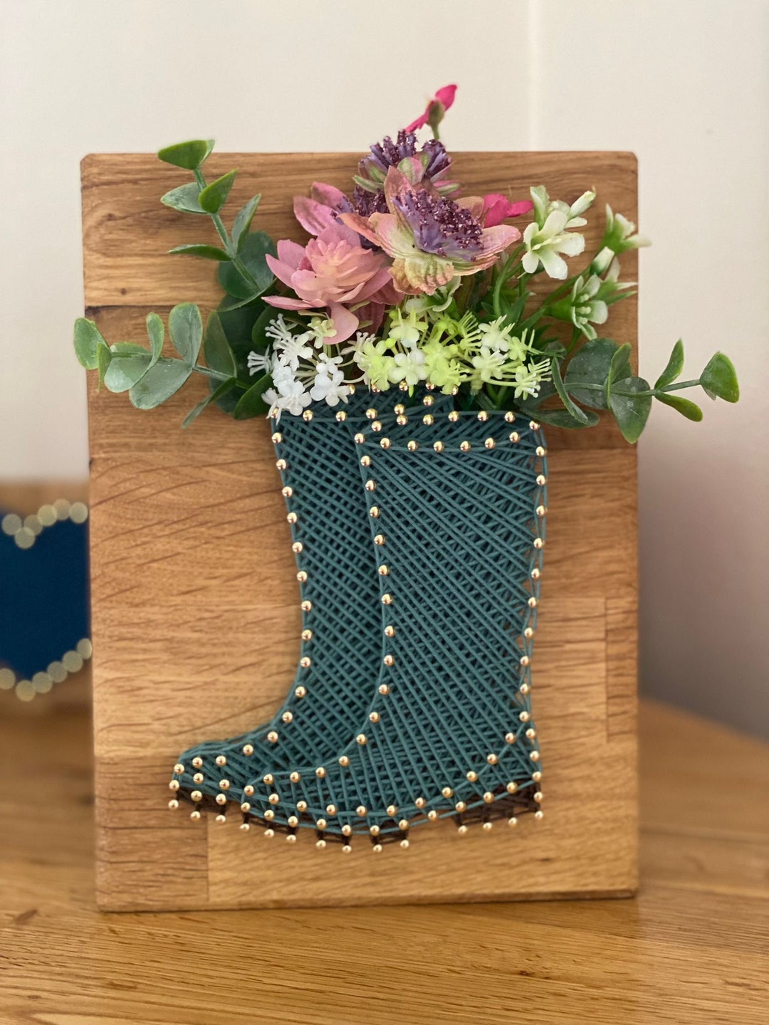 Flower Wellies/ Wellington Boots/ String Art/ Handmade Gifts - Etsy