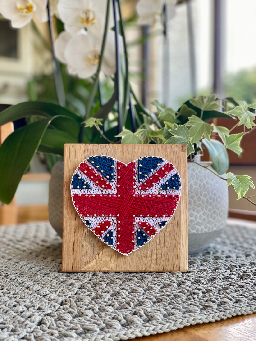 British Love Heart/ Union Jack Heart/ String Art/ Great Britain/ Wooden ...