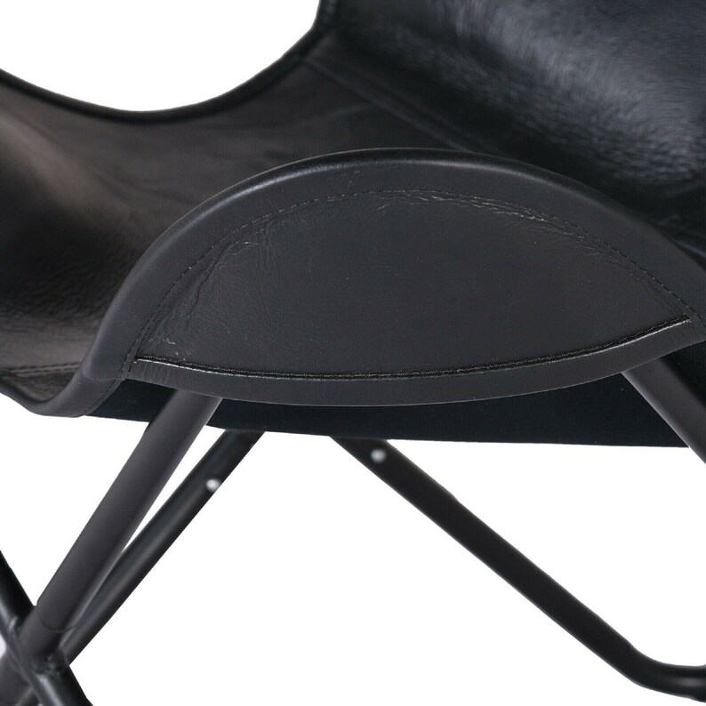Black Genuine Leather Living Room Butterfly Chair Home Chair - Etsy