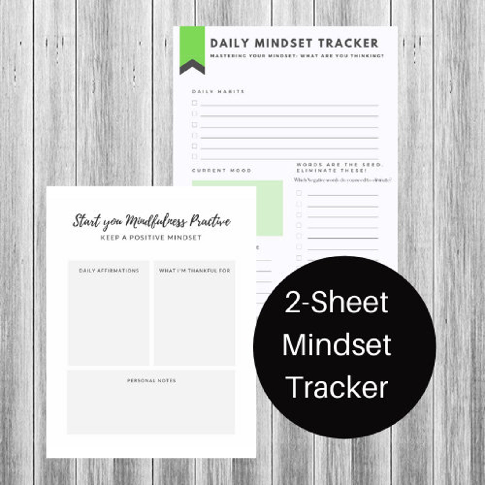 Mindset Tracker Selfcare Planner A4 Standard Letter Mindfulness Mental ...