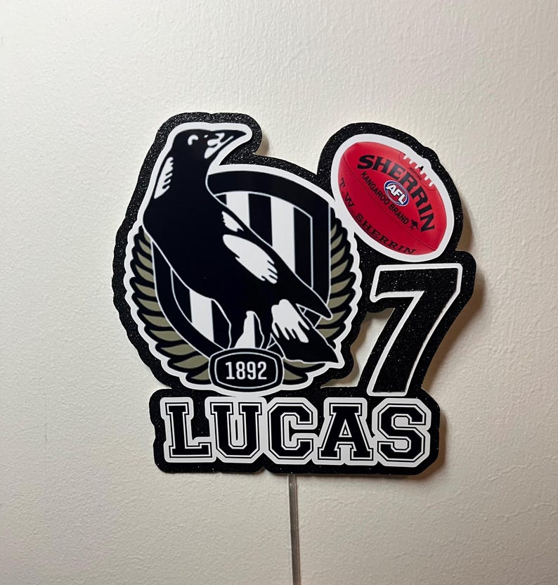 Collingwood Magpies Personalised Cake Topper Name and Age - Etsy Australia