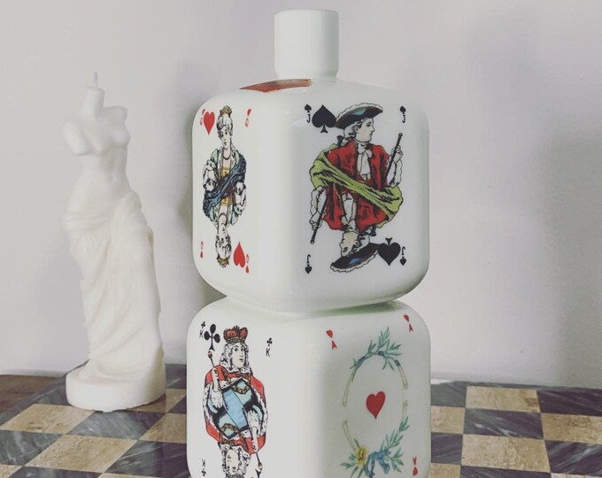 1950s Italian Playing Cards Milk Glass Decanter / Deck of Cards ...