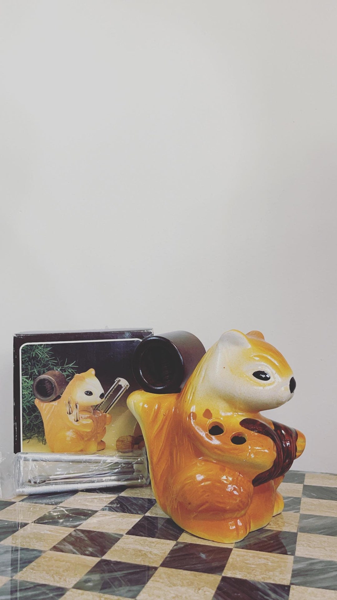 Vintage Chalk Ware Squirrel With Nut Cracking Tools, in Original Box - Etsy