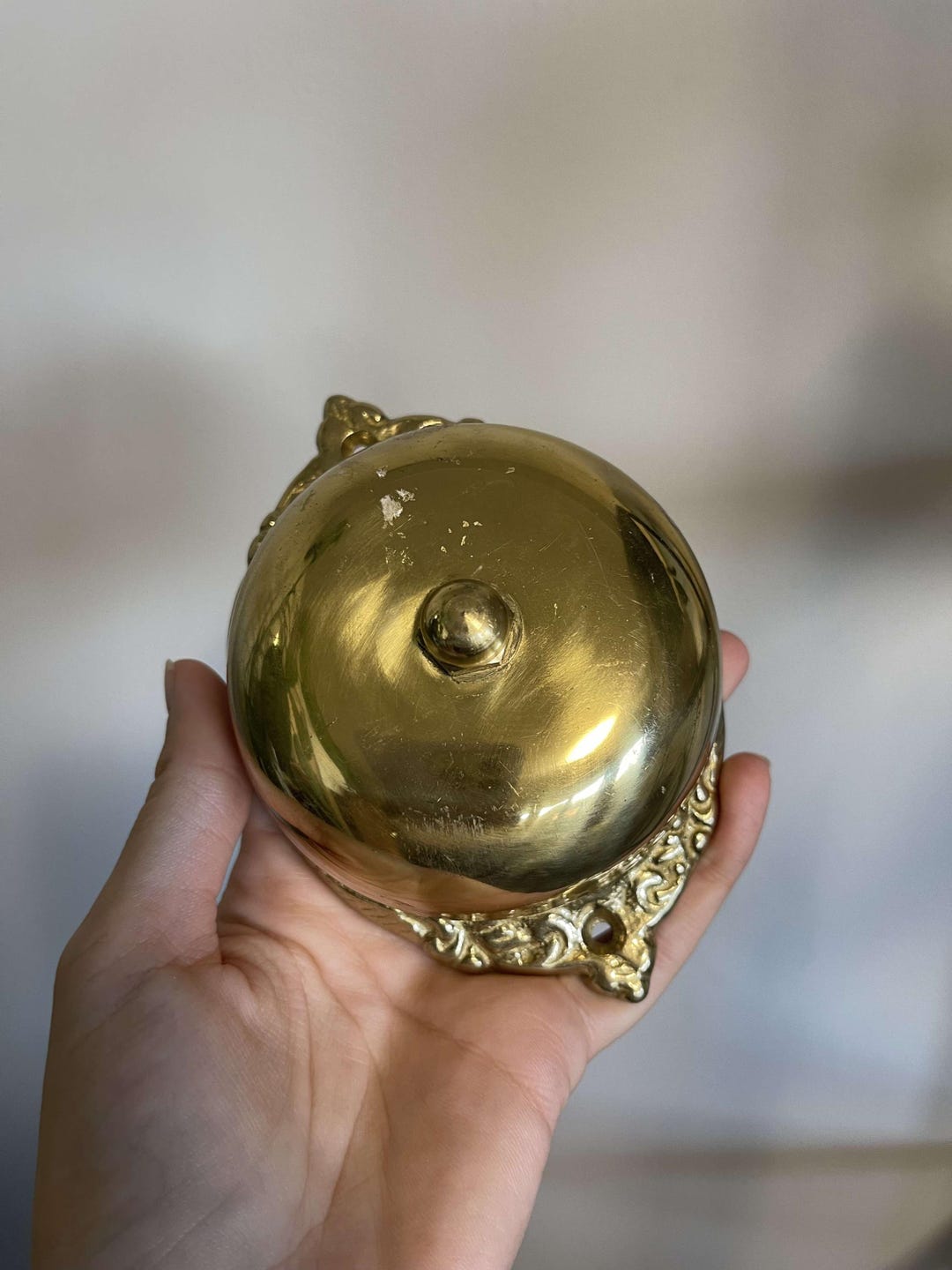 Vintage Victorian Style Brass Manual Crank Mechanical Door Bell Ringer ...