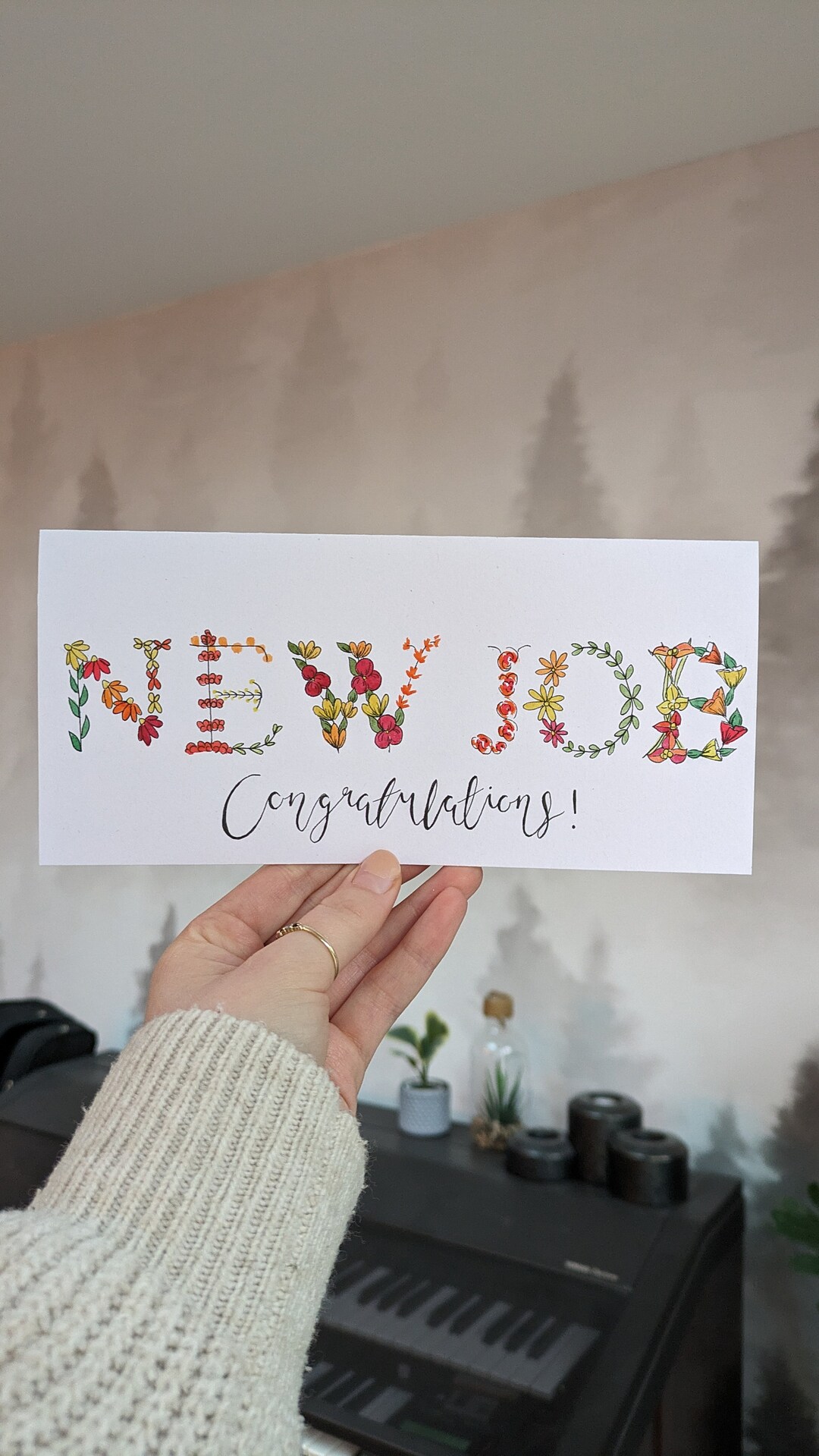 Floral New Job Card | Congratulations Card | Personalised New Job Card ...