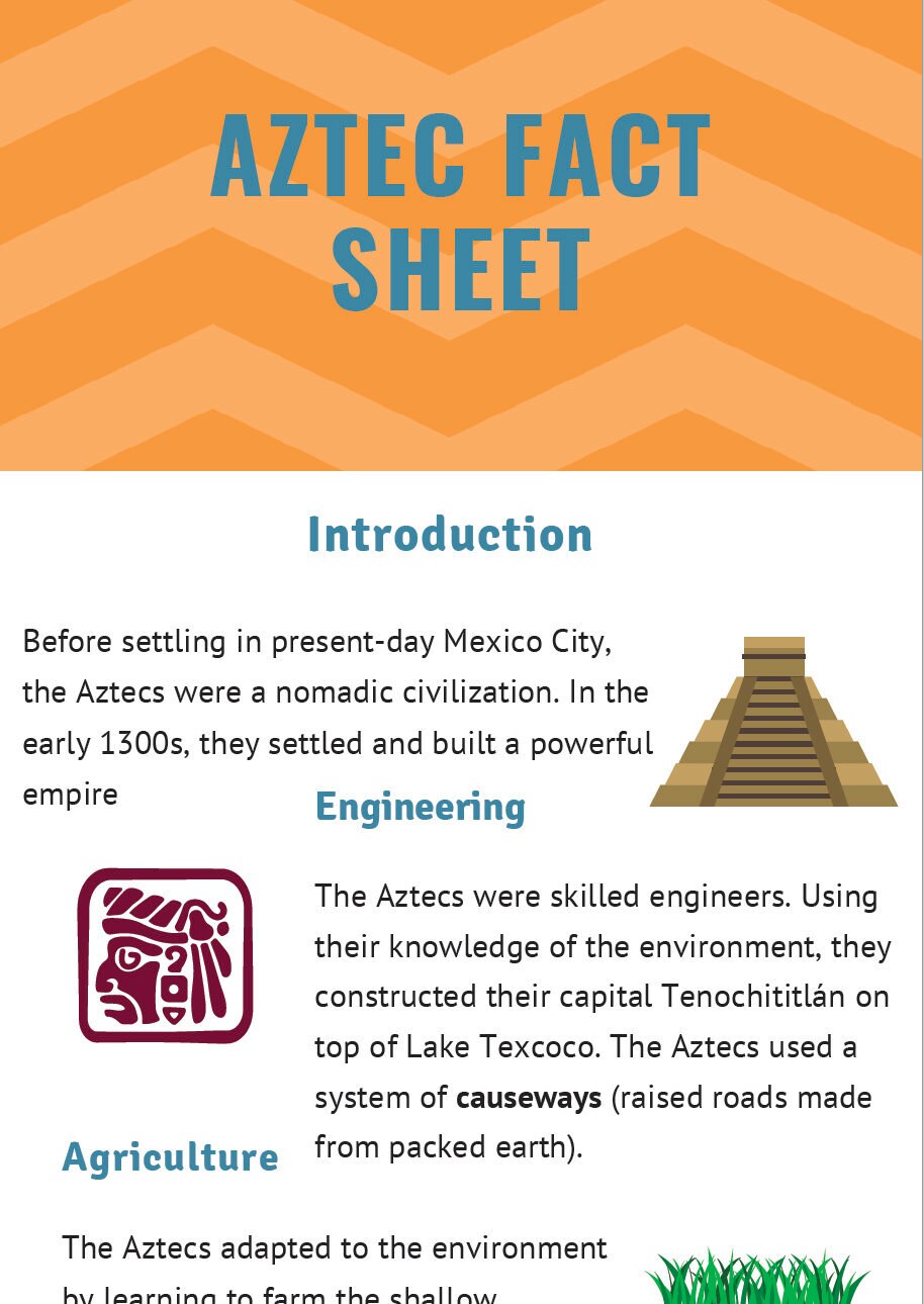 Infographic/bookmark Aztec Empire - Etsy