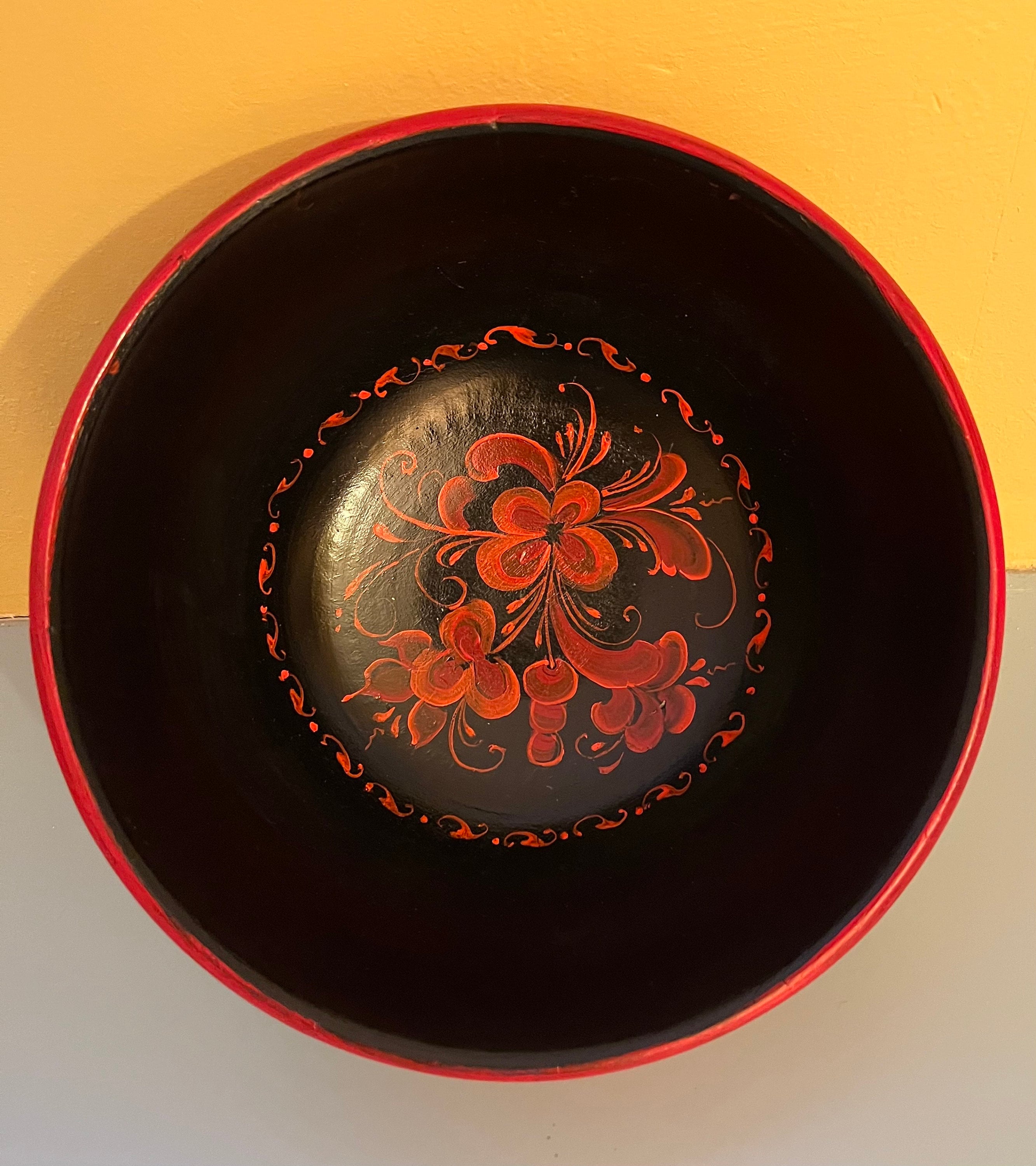 9 Red-embroidery Style Bowl Telmark Rosemaling, Handpainted, Norwegian ...