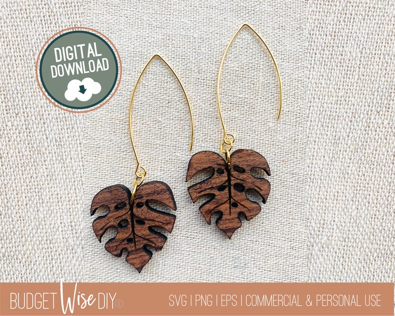 Monstera Earring SVG - Monstera Cut File - PNG - Cricut Digital File ...
