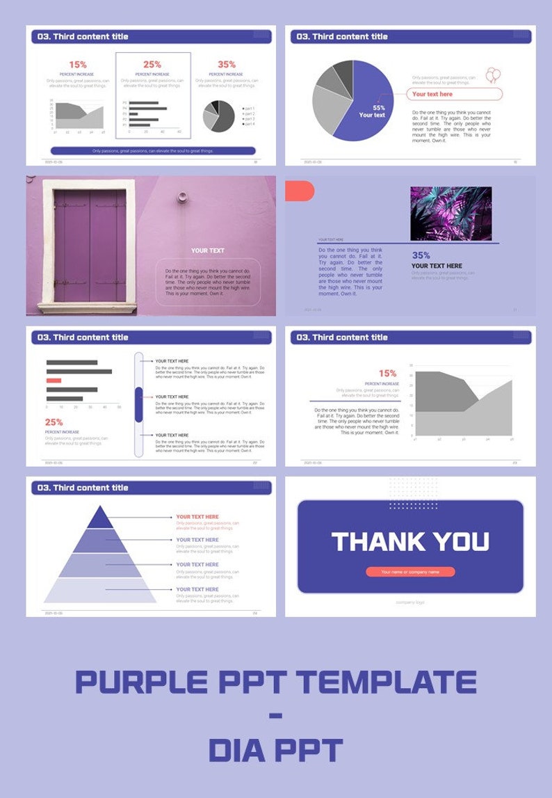 Purple Power Point Template - Etsy