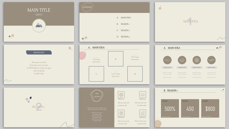 Simple Brown Powerpoint Template - Etsy