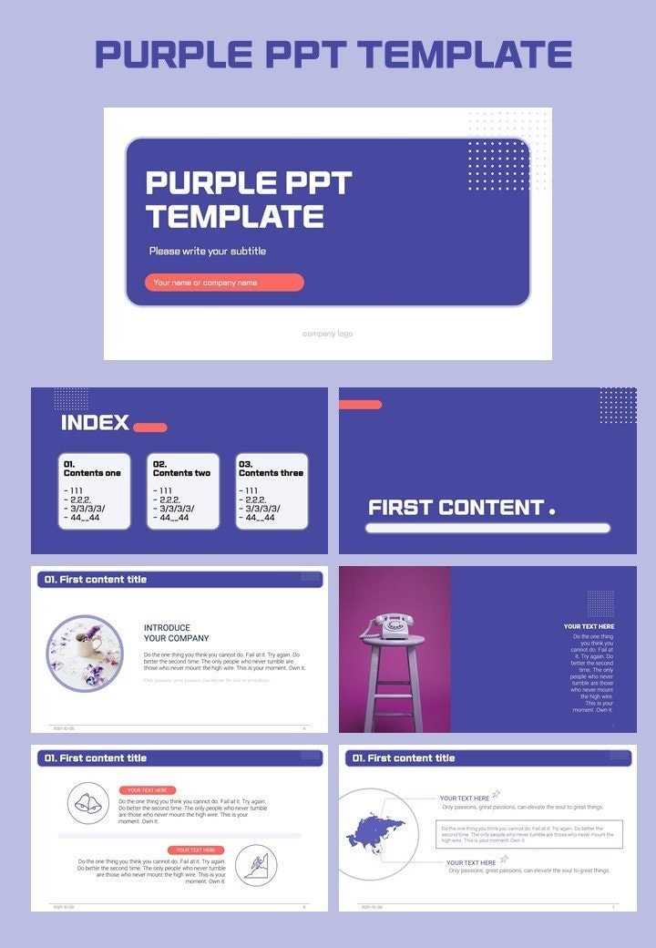 Purple Power Point Template - Etsy