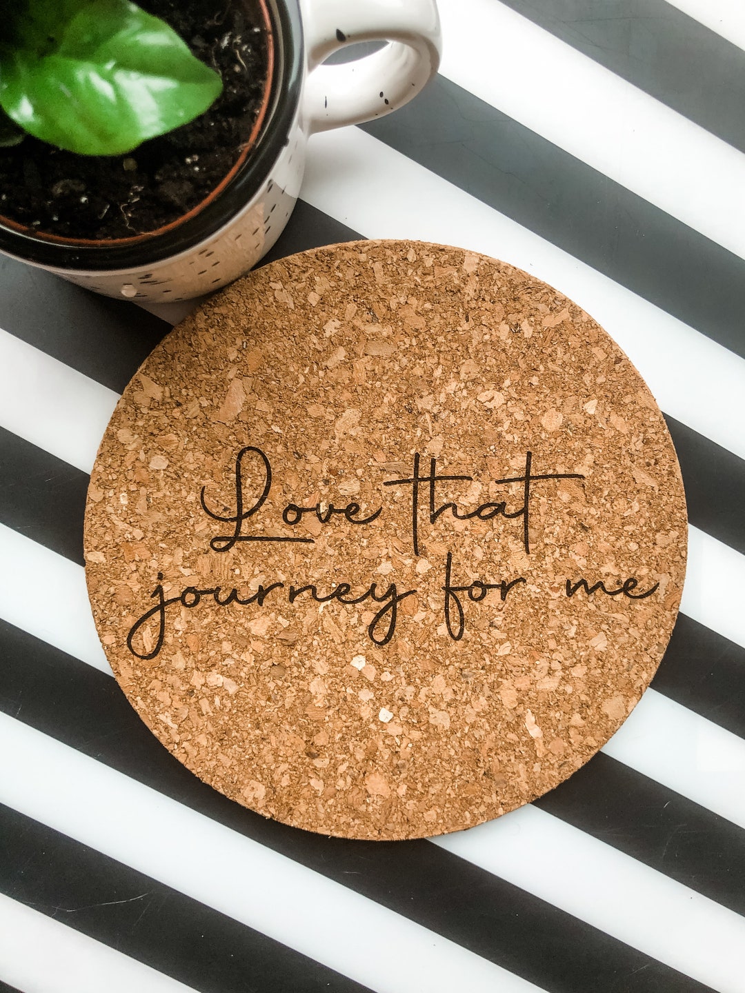 Alexis Rose 'love That Journey' Cork Trivet: Engraved Kitchen Hot Pad ...