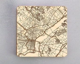 Philadelphia Map Coasters Philly Decor Housewarming - Etsy