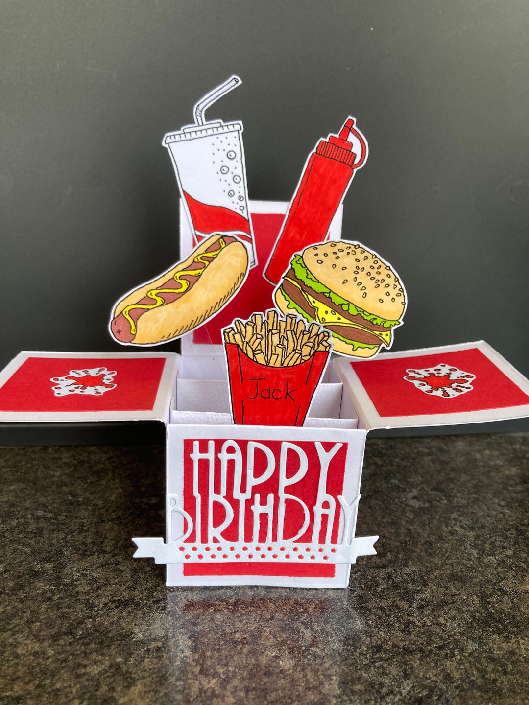 Fast Food Pop up Box Card Burger Fries Hot Dog Shake - Etsy