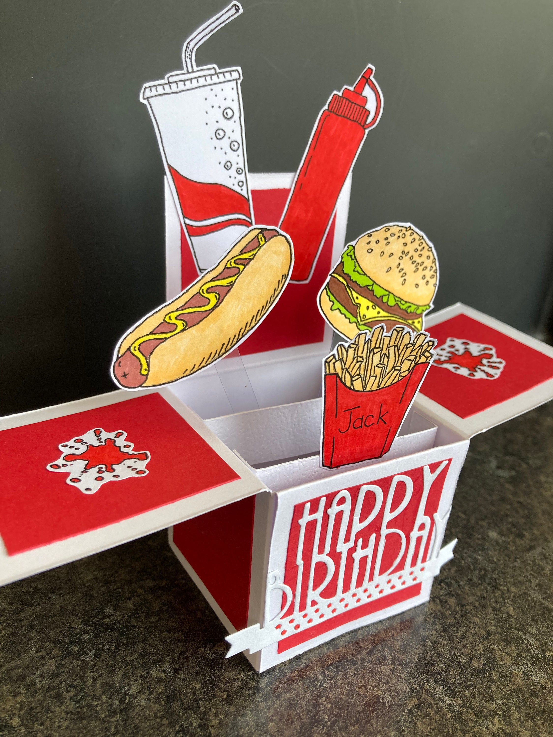 Fast Food Pop up Box Card Burger Fries Hot Dog Shake - Etsy