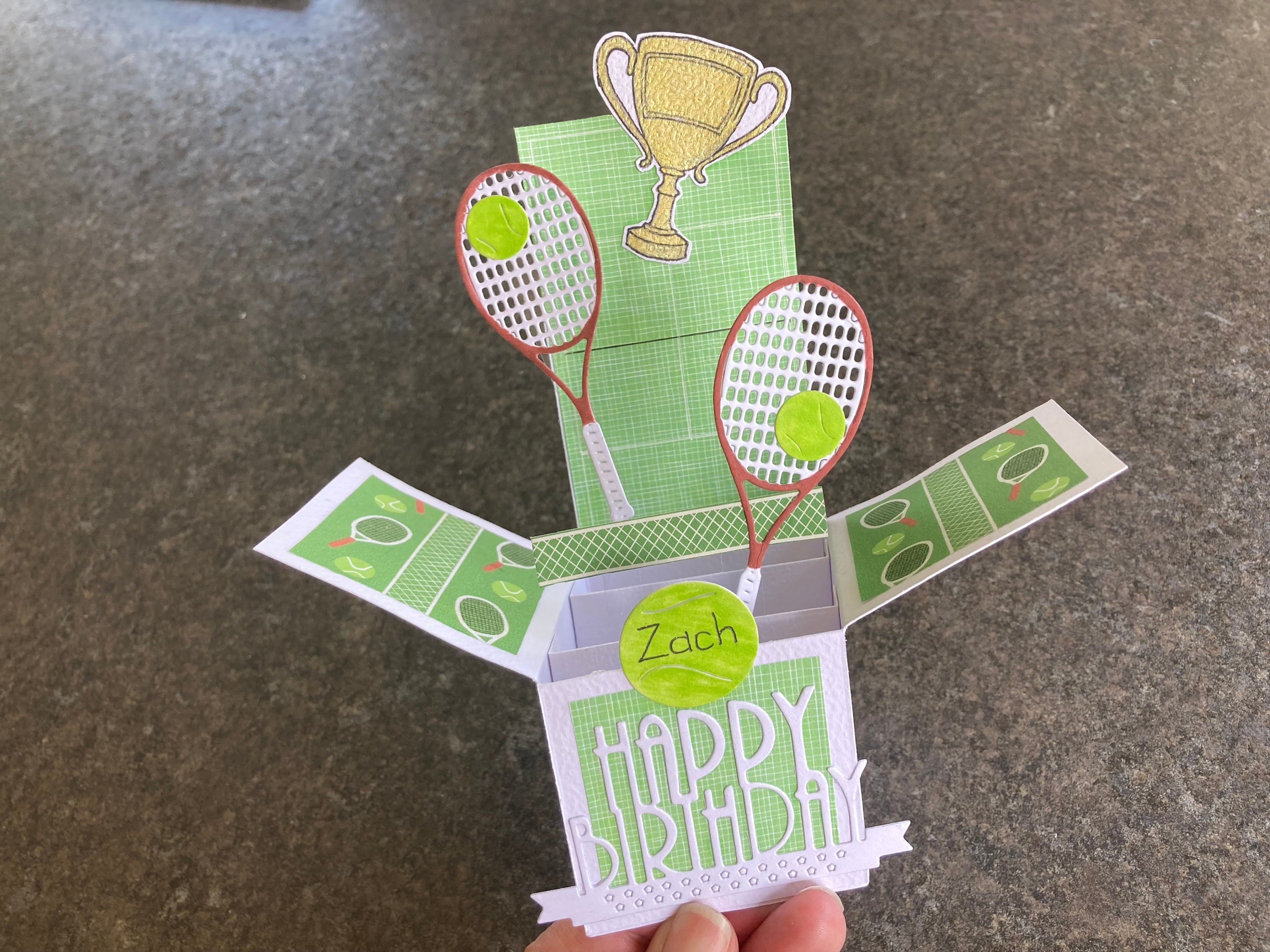 Tennis Pop up Box Card, Personalised Card, Tennis Keepsake Card, Card ...