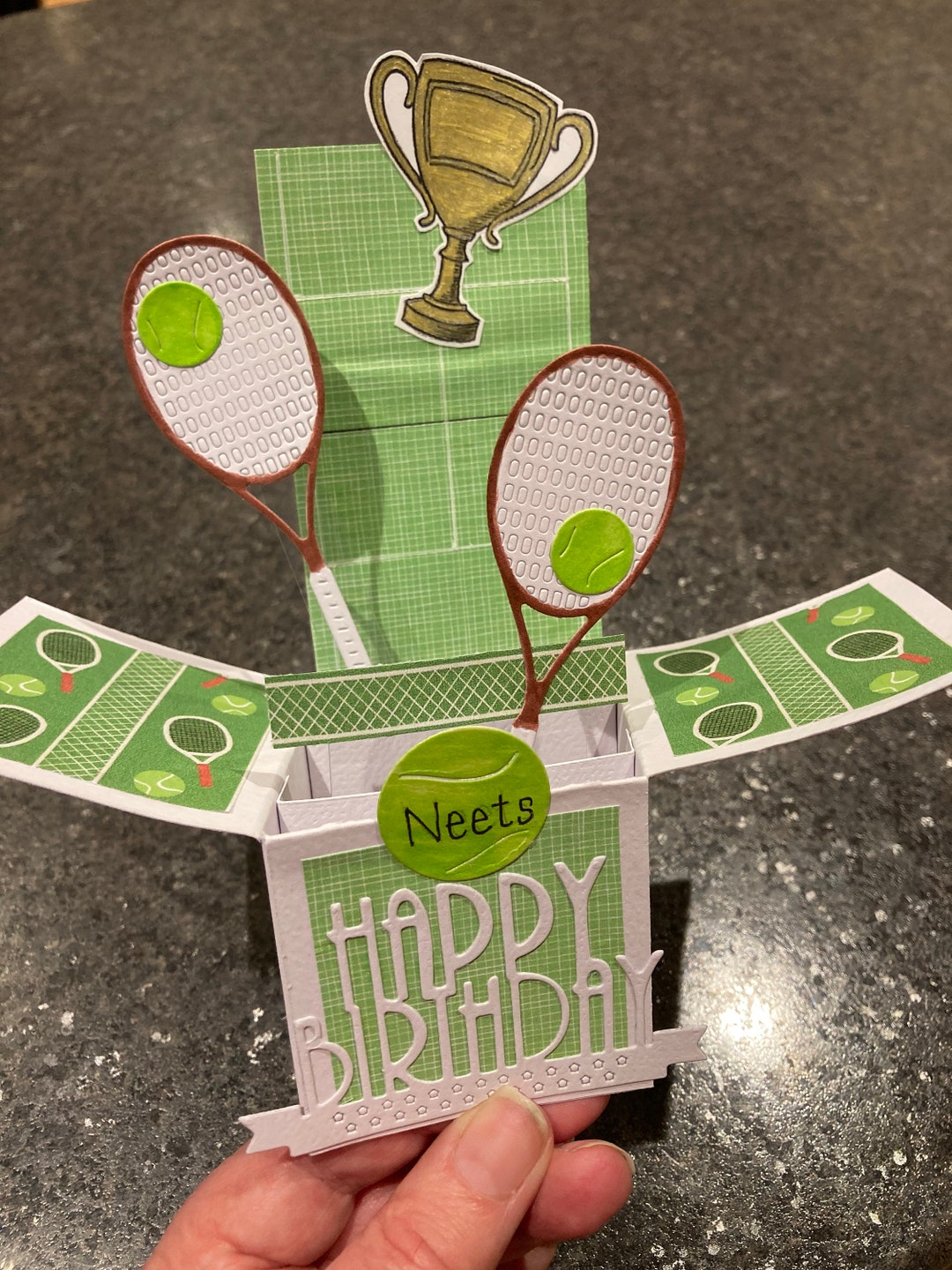 Tennis Pop up Box Card, Personalised Card, Tennis Keepsake Card, Card ...