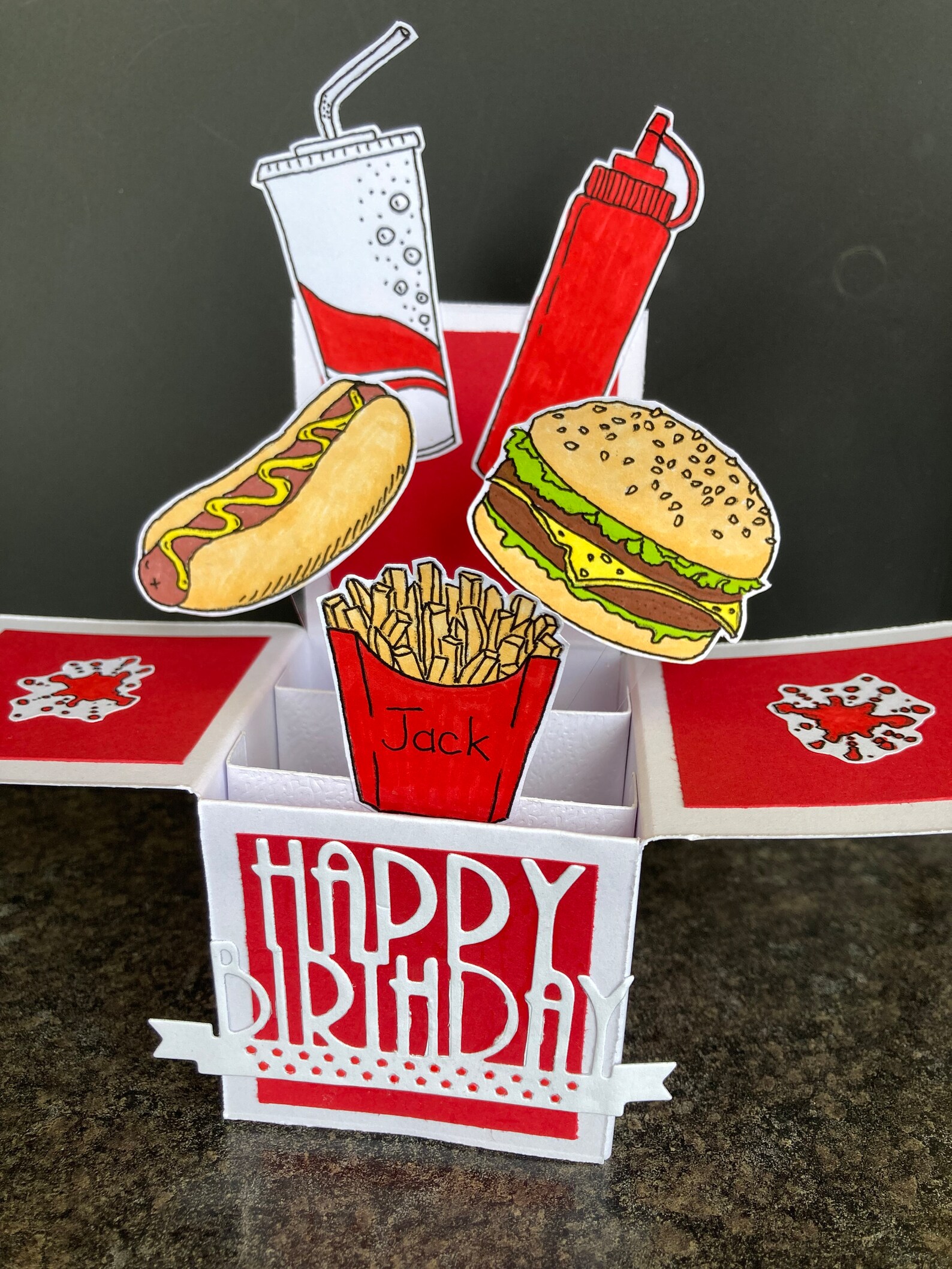 Fast Food Pop up Box Card Burger Fries Hot Dog Shake - Etsy