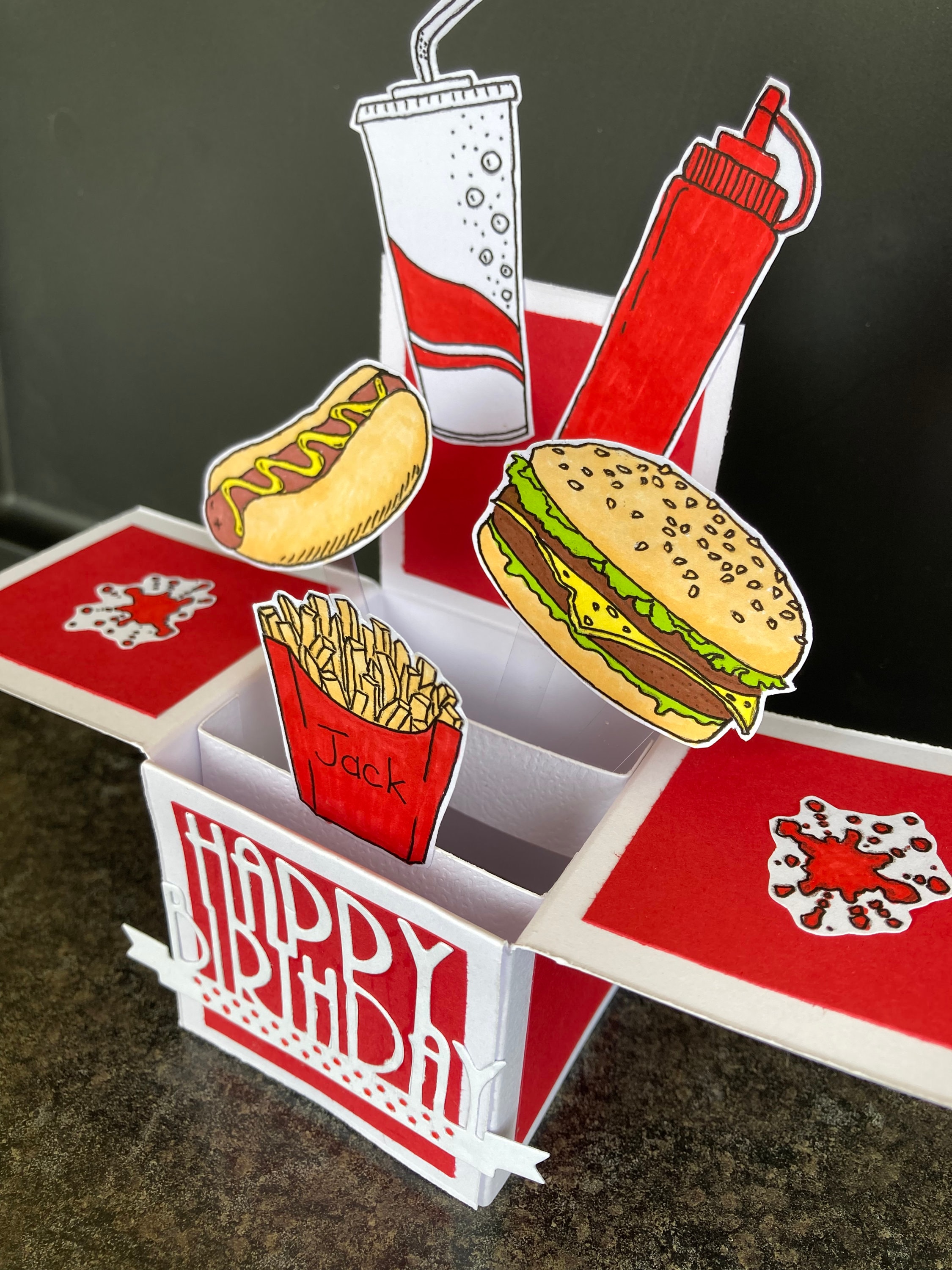 Fast Food Pop up Box Card Burger Fries Hot Dog Shake - Etsy