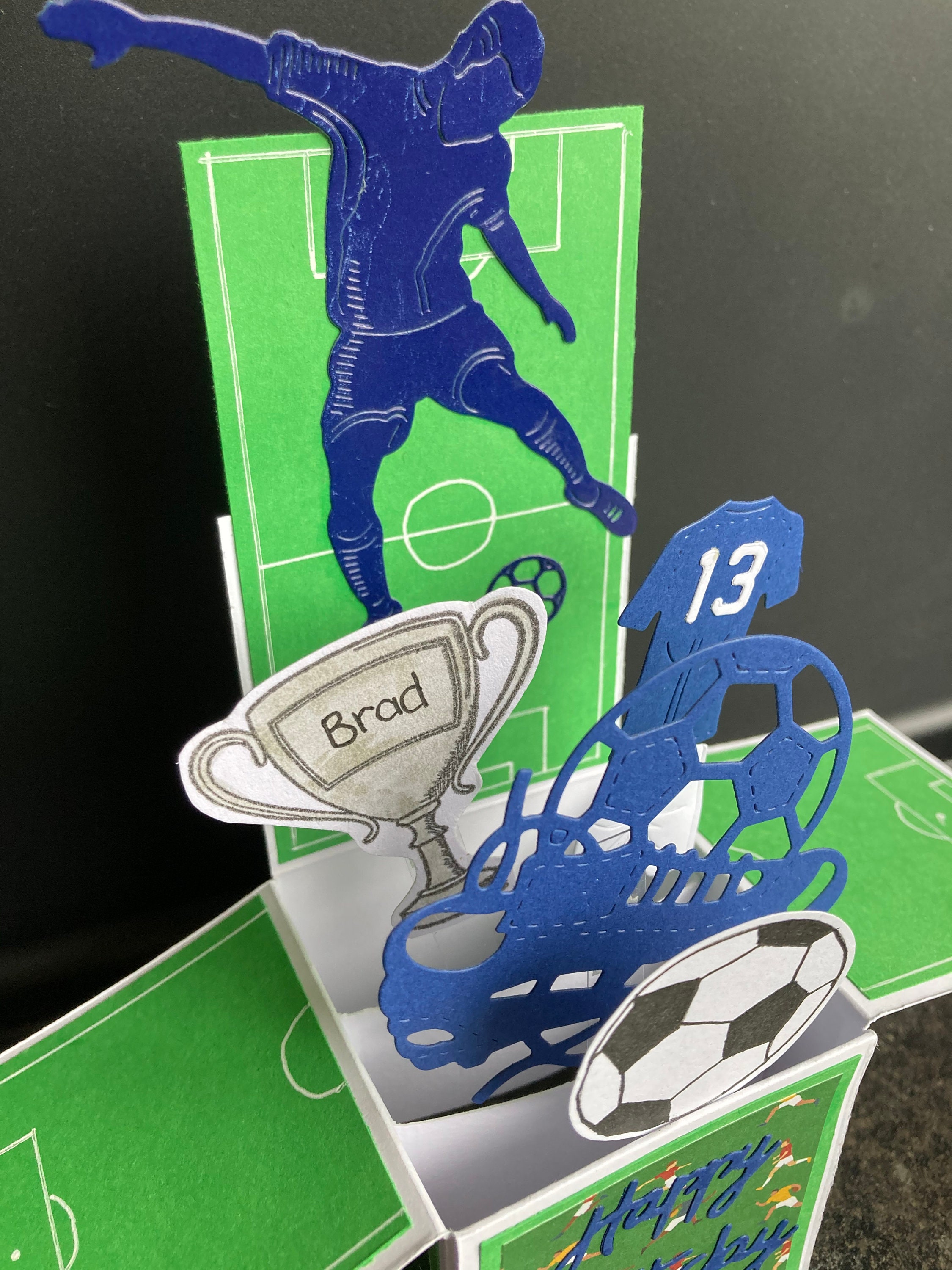 Football Pop up Box Card Personalised Birthday Card Boy - Etsy UK