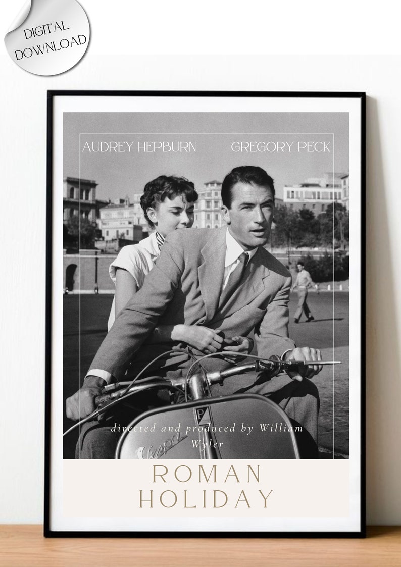 Instant Download Poster AUDREY Hepburn, Gregory Peck, Roman Holiday ...