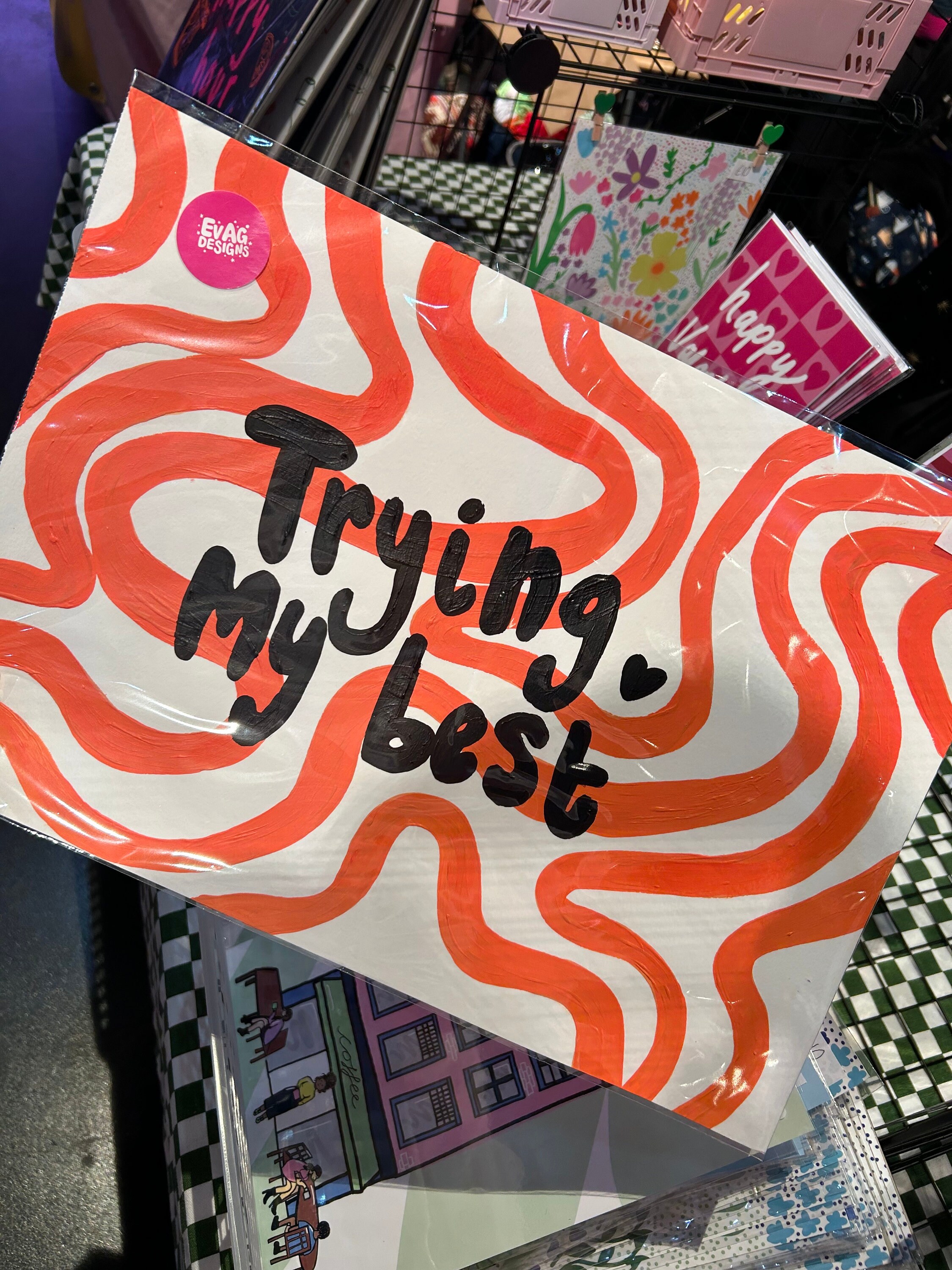 A3 Orange Hand Painted trying My Best Print - Etsy