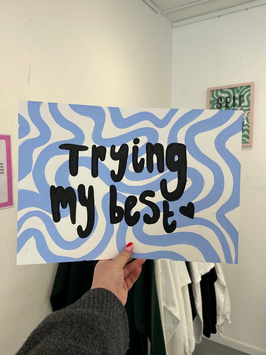 Hand Painted ‘trying My Best’ Print - Etsy