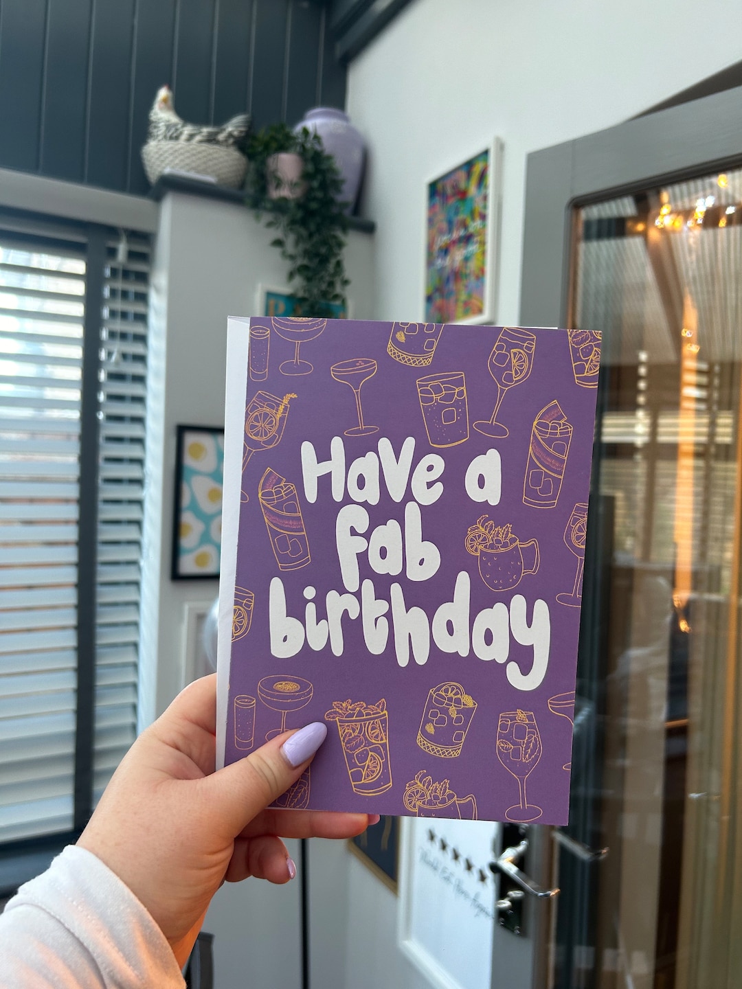 A5 ‘have a Fab Birthday’ Card With Cocktail Illustrations - Etsy