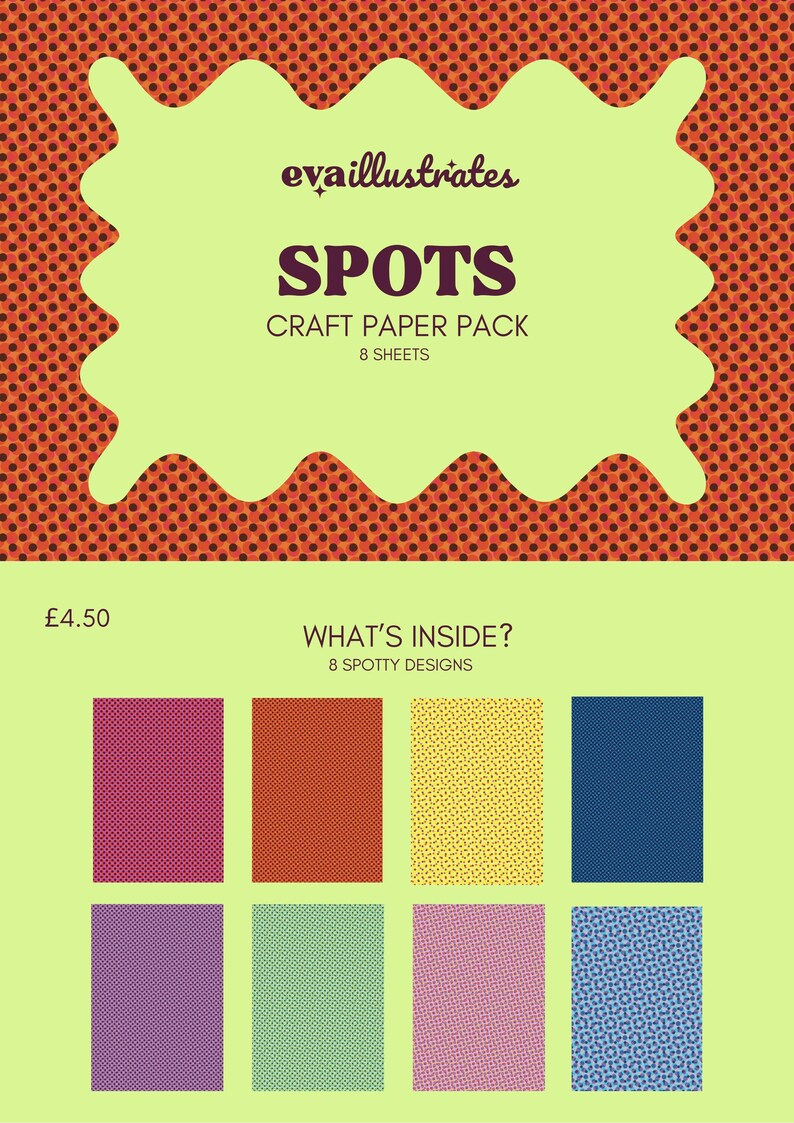 Spotty Scrapbook Paper Pack - 8 Sheets - Etsy