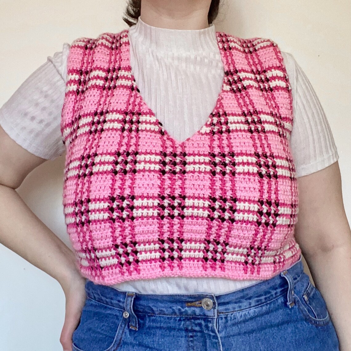 Tartan Sweater Vest Crochet Pattern - Etsy