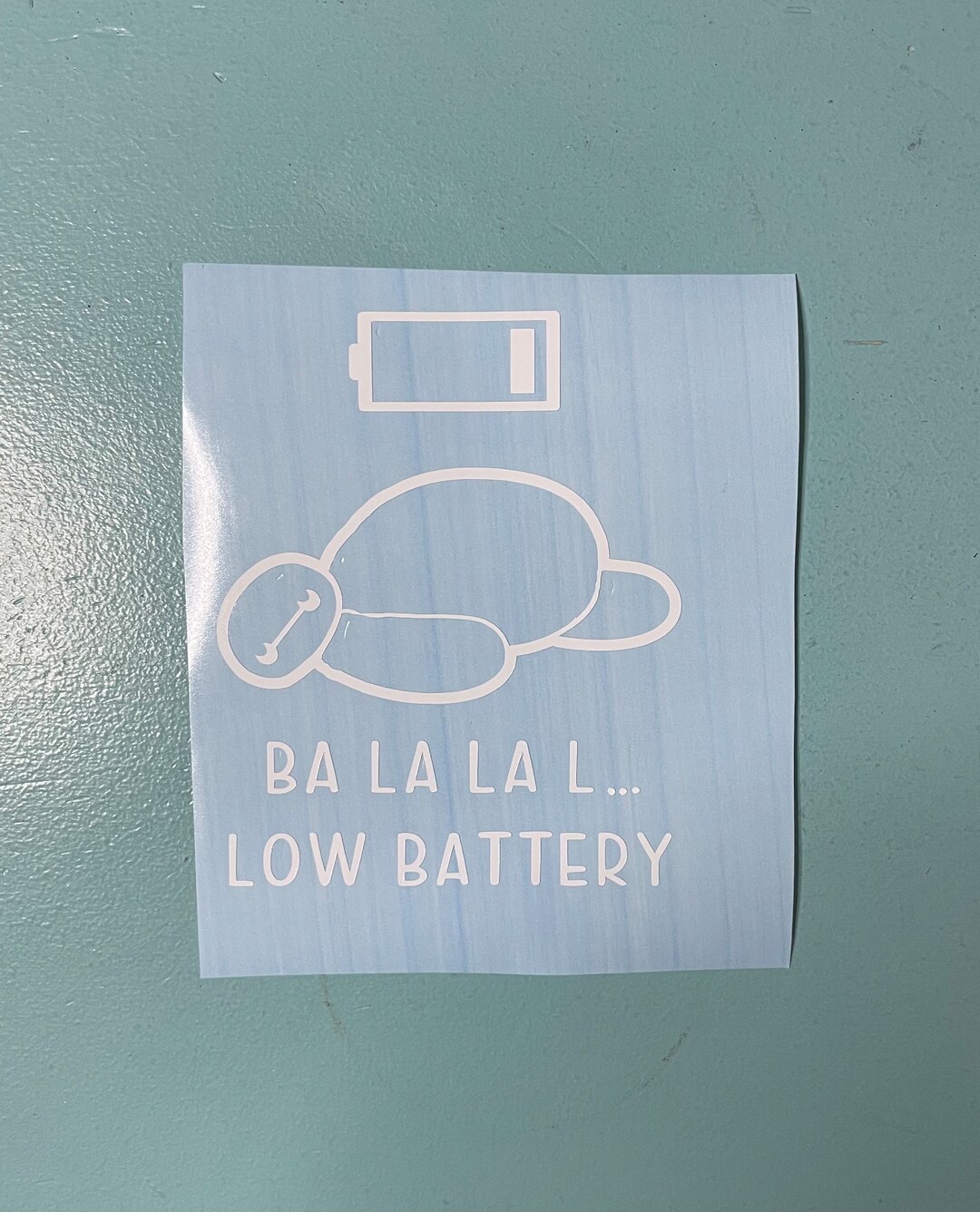 Disney Inspired Baymax Low Battery Decal, Baymax Decal, Big Hero 6 ...