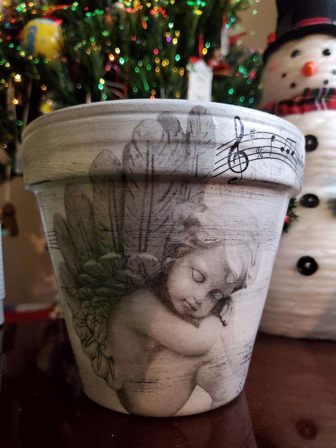 Decoupaged 6 Angel Pot - Etsy