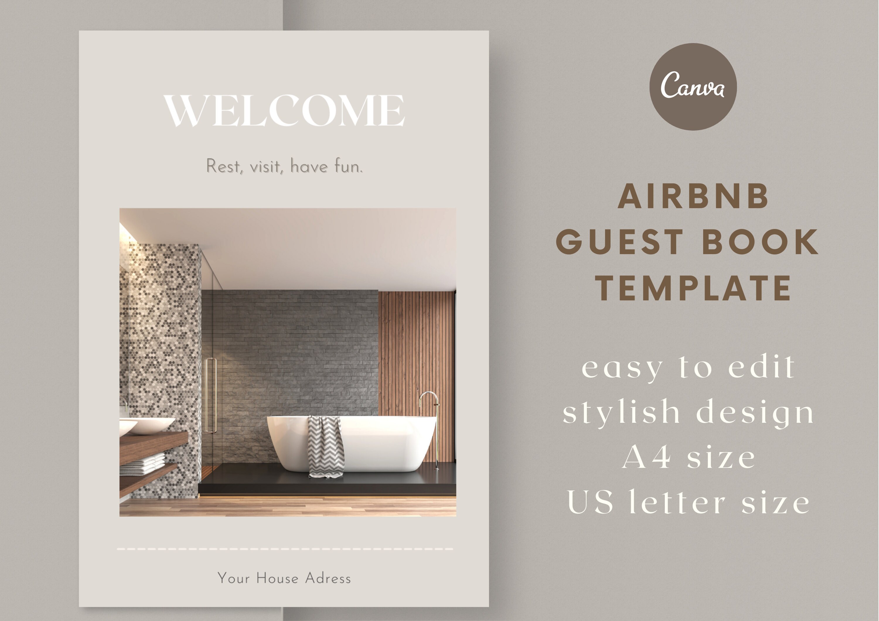 Airbnb WELCOME GUEST BOOK Canva Template Airbnb Welcome Etsy
