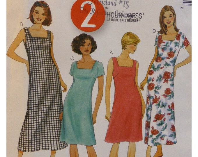 Square Neck Dress Pattern, Semi Fitted, Sleeveless, Short Sleeves, A ...