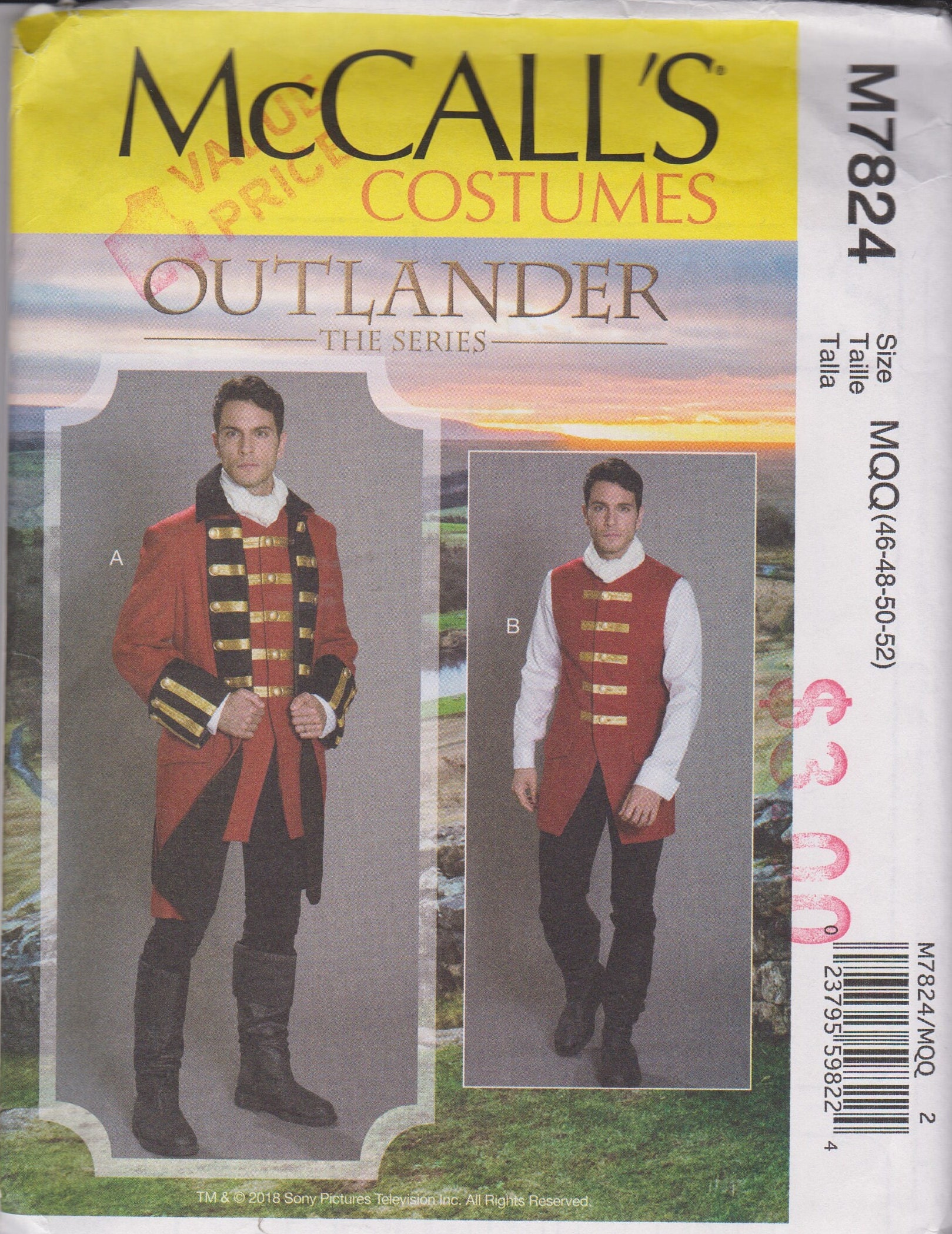 Outlander English Officer Sewing Pattern Jacket and Vest Mccalls 7824 ...