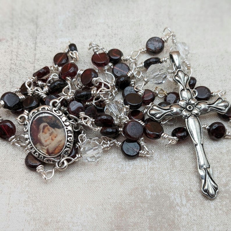 Garnet Nativity Rosary: Handmade Catholic Christmas Rosary Beads - Etsy