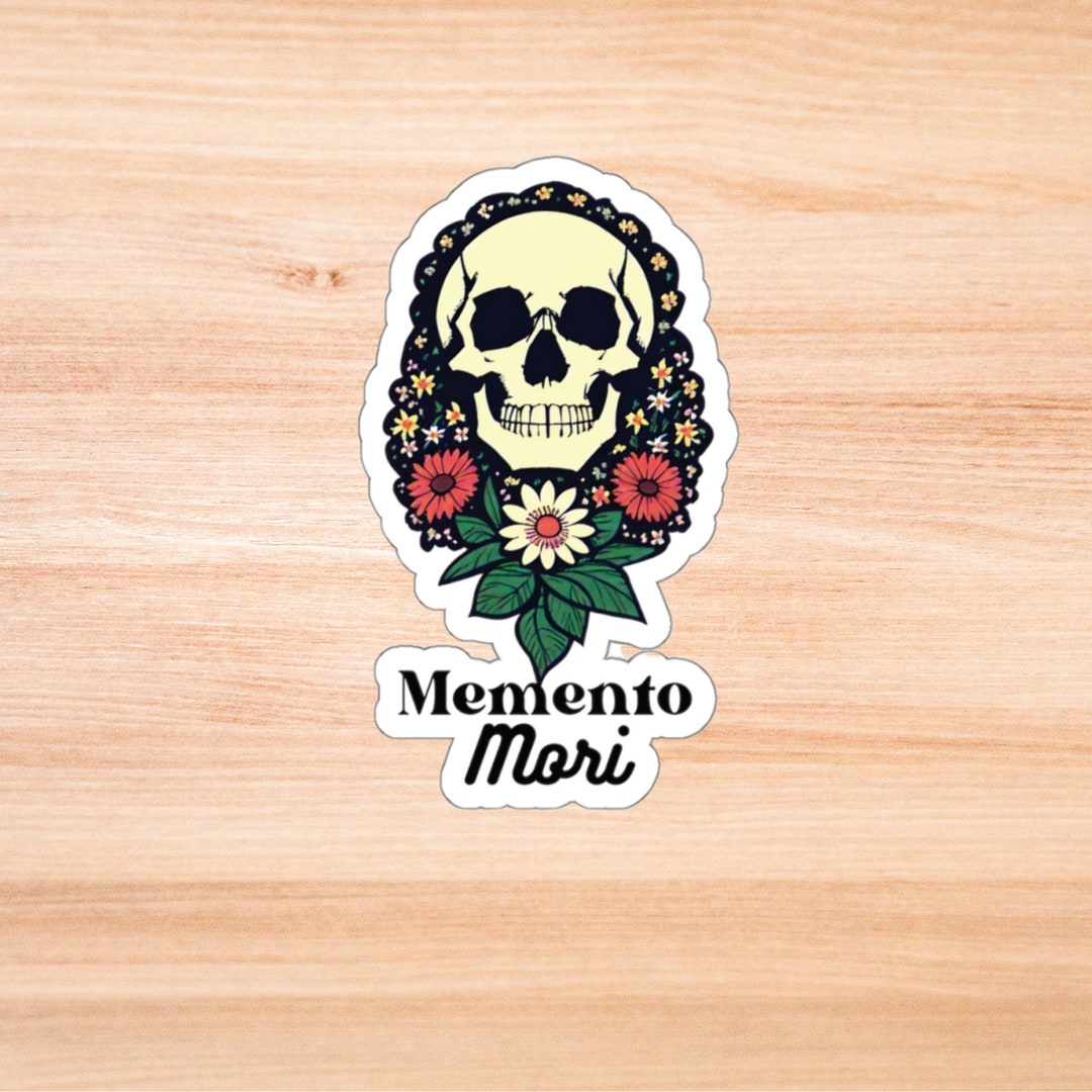 Memento Mori Kiss-cut Stickers, Skull and Flowers Vinyl Decal, Catholic ...