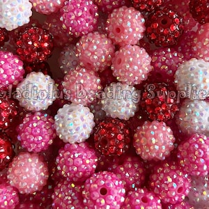 16mm Mixed Valentine Rhinestone Beads, Rhinestone Beads, Bubblegum ...