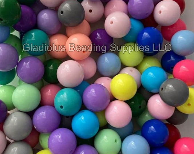 20MM Solid Chunky Beads, Chunky Bubblegum Beads, Acrylic Gumball Beads ...