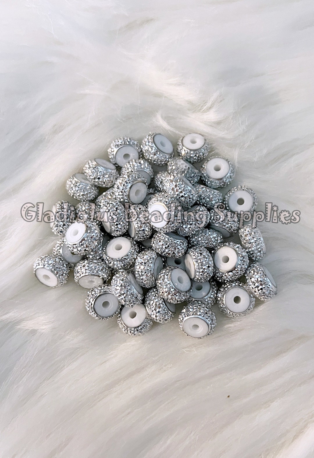 12mm Spacer, Glitter Round Spacers, Metal Alloy Beads, Rhinestone ...