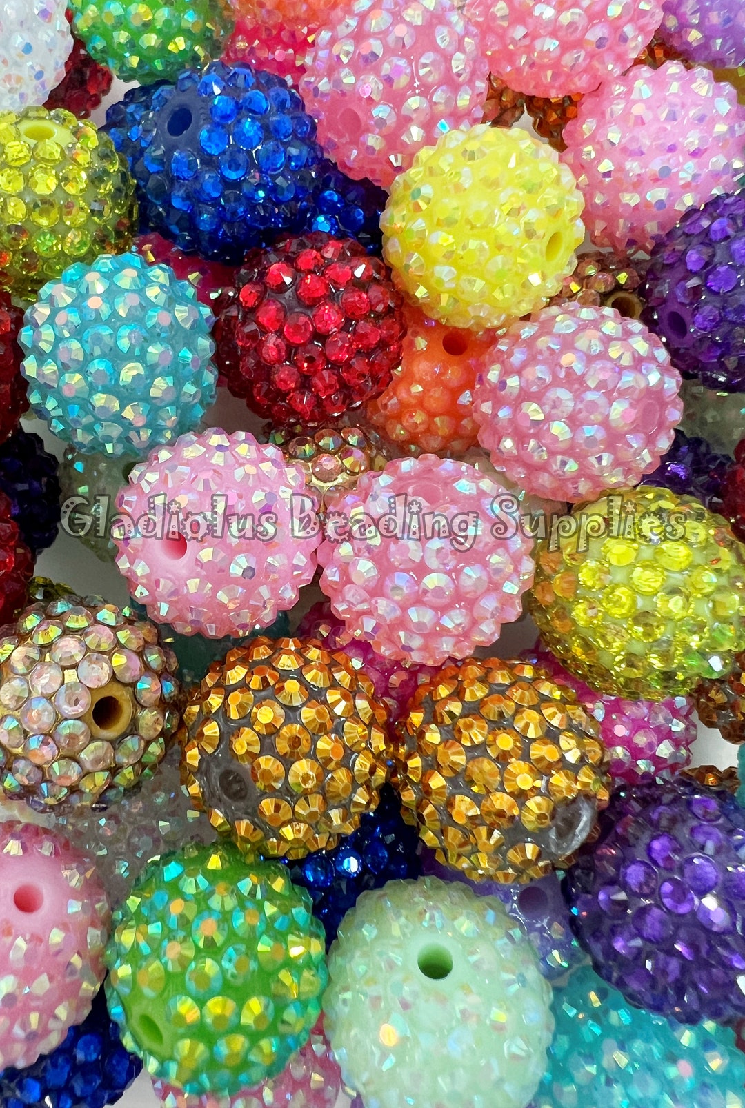 20mm Beads Mixed, Rhinestone Bubblegum Bead, Resin Beads in Bulk ...