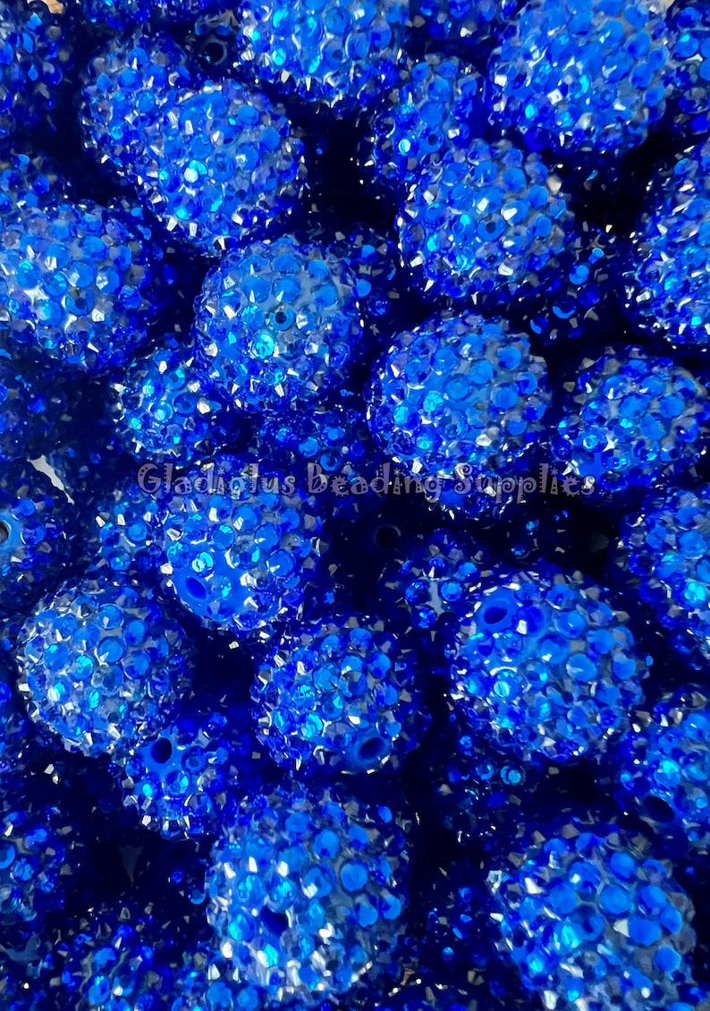 20mm Beads Navy Blue Rhinestone Bubblegum Bead Resin Bead - Etsy