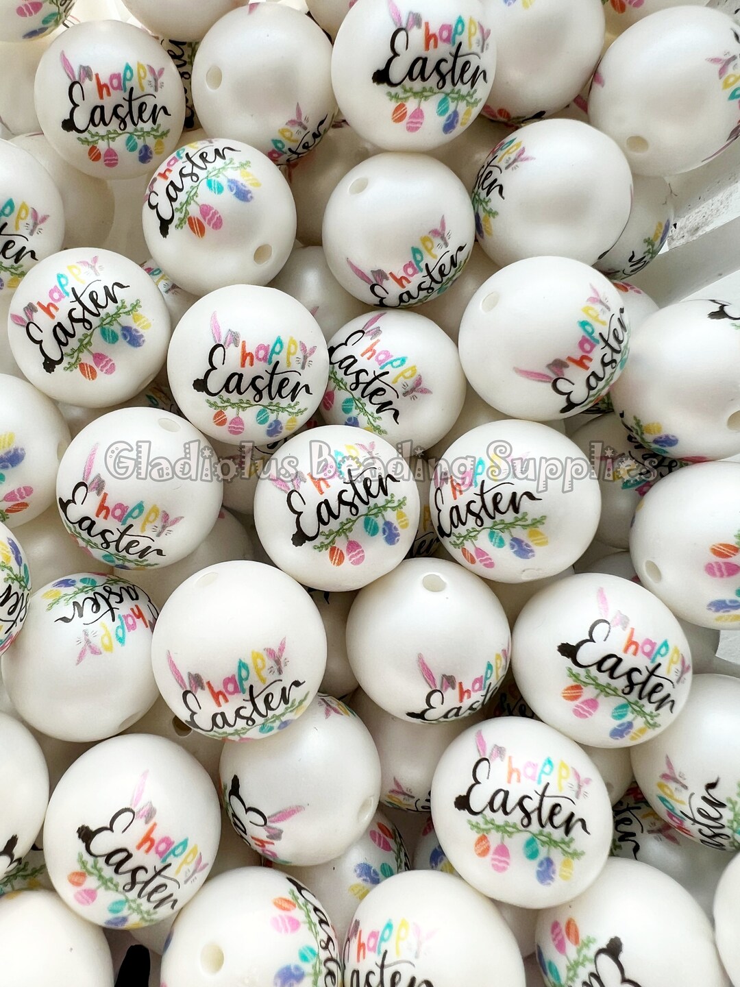 20mm Colorful, Happy Easter Print Beads, Chucky Bubblegum Beads ...