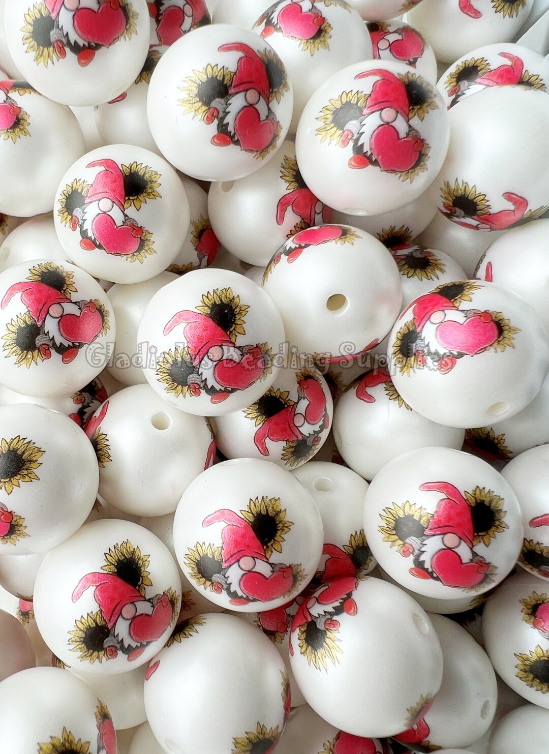 20mm Red Gnome Beads, Chucky Bubblegum Beads, Matte Beads, Gumball ...