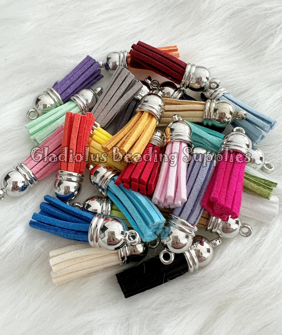 38mm Tassels for Keychain, Mini Silver Tassels, Leather Tassels ...